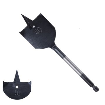 Black Oxided Quick Change Hex Shank Tri-Point Flat Wood Spade Drill Bit ...